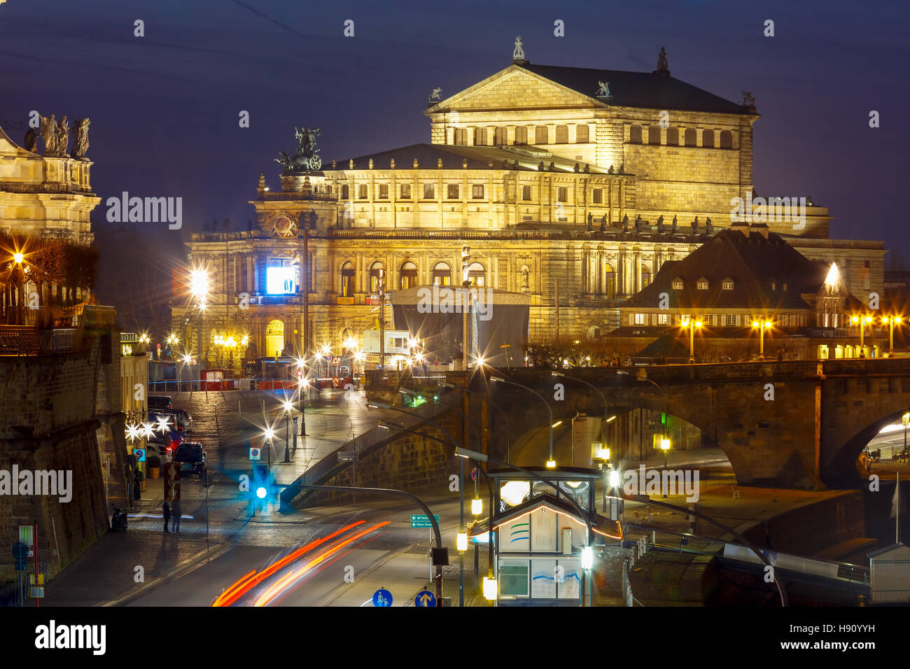 Semperoper at night in Dresden, Germany Stock Photo - Alamy