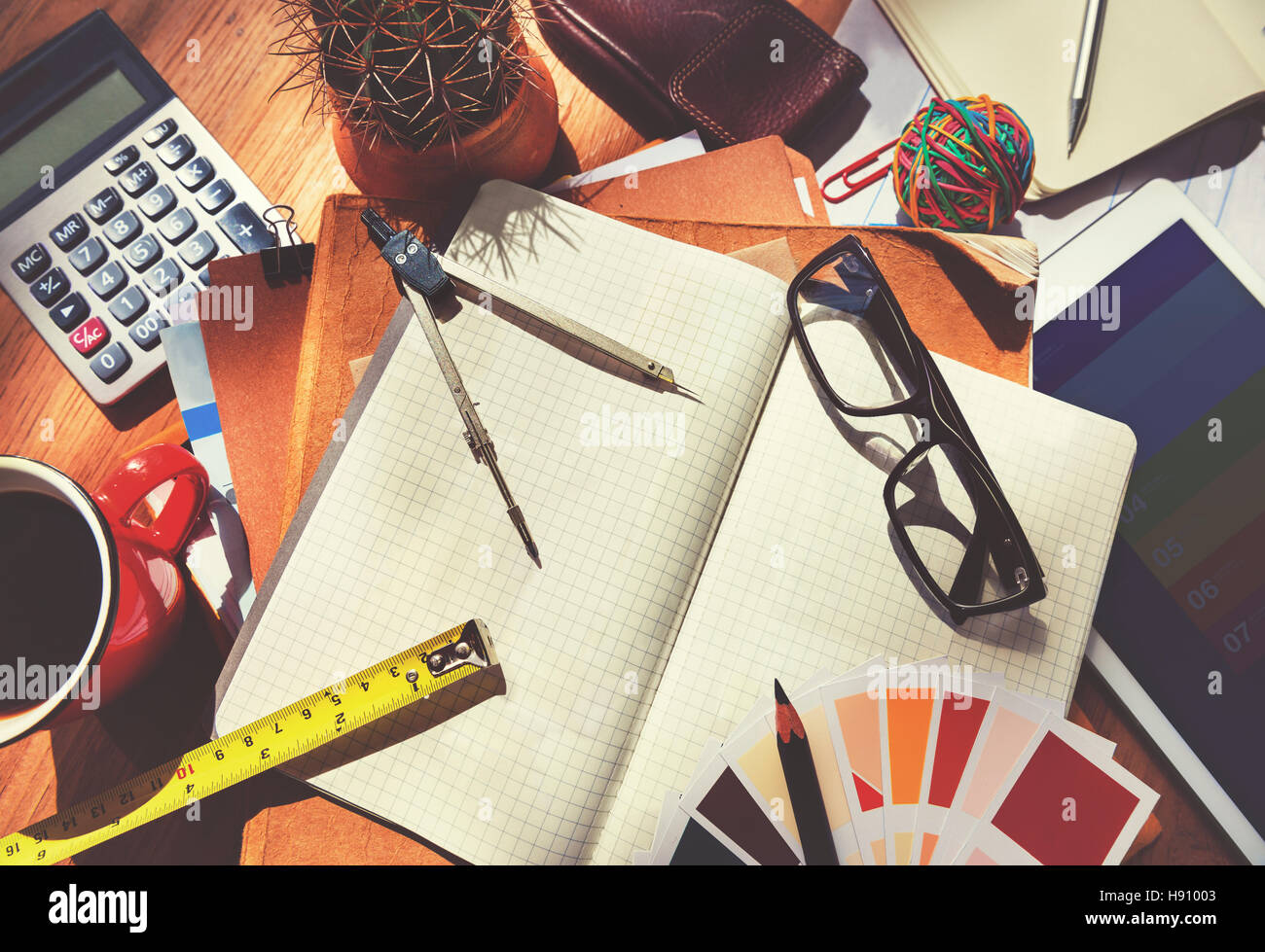 Messy Designer's Table with Tools Concept Stock Photo - Alamy