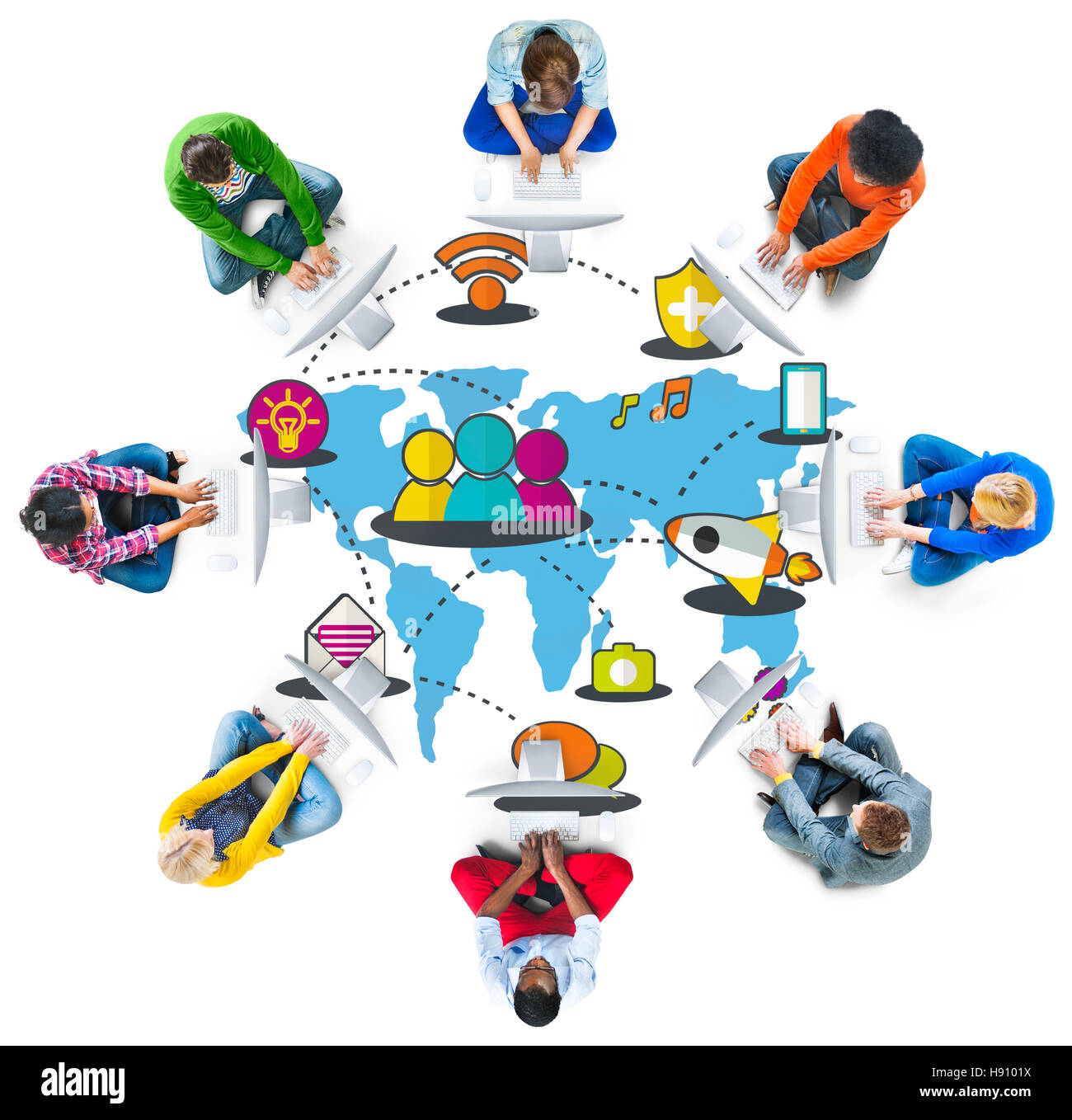 Social Network Sharing Global Communications Connection Concept Stock ...