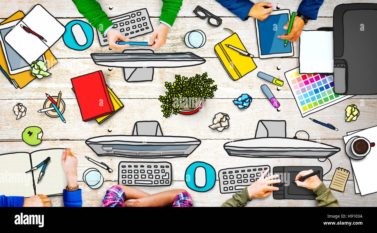 Business People Working Office Place of Work Concept Stock Photo - Alamy