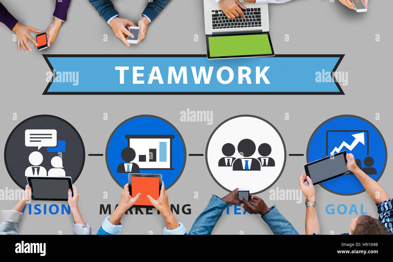 Teamwork Team Collaboration Connection Togetherness Unity Concept Stock ...