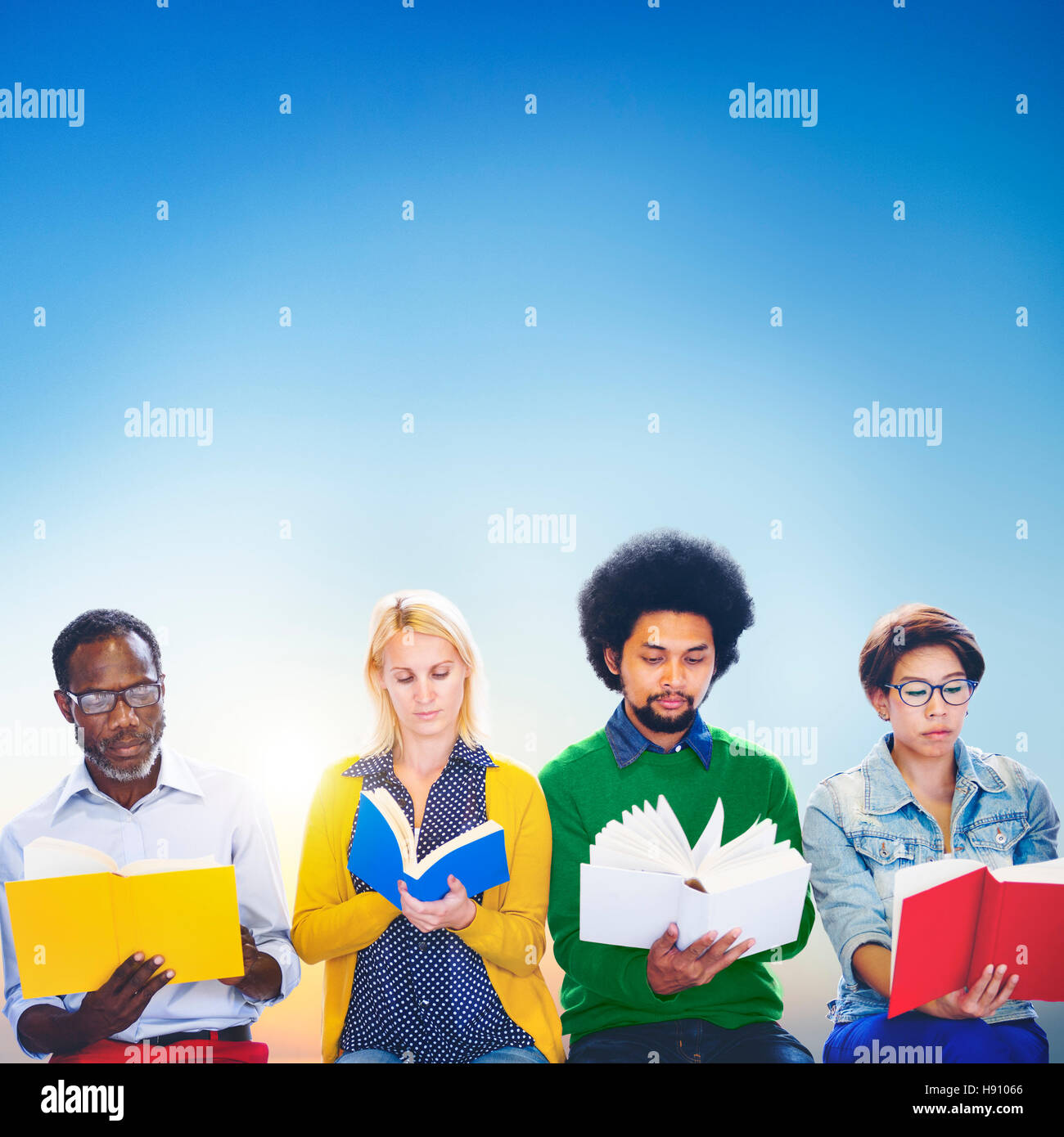 Diversity People Reading Book Inspiration Concept Stock Photo - Alamy