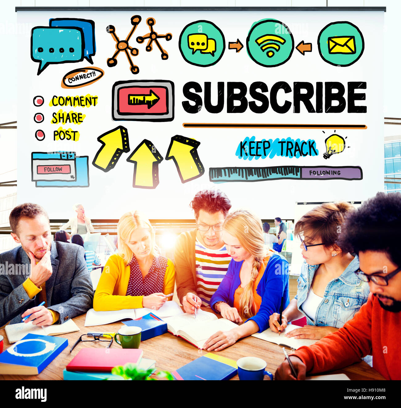 Subscribe Follow Registration Support Media Concept Stock Photo - Alamy