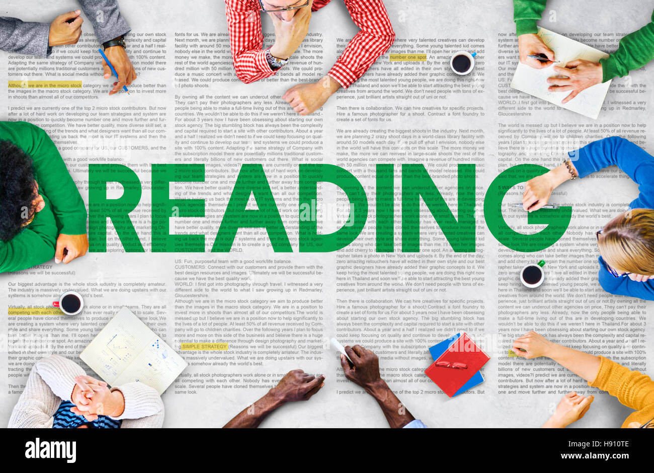 REading Newspaper Book Education Media Concept Stock Photo - Alamy