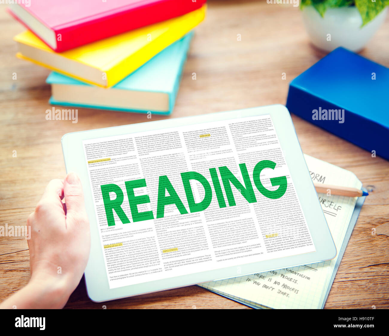 REading Newspaper Book Education Media Concept Stock Photo - Alamy