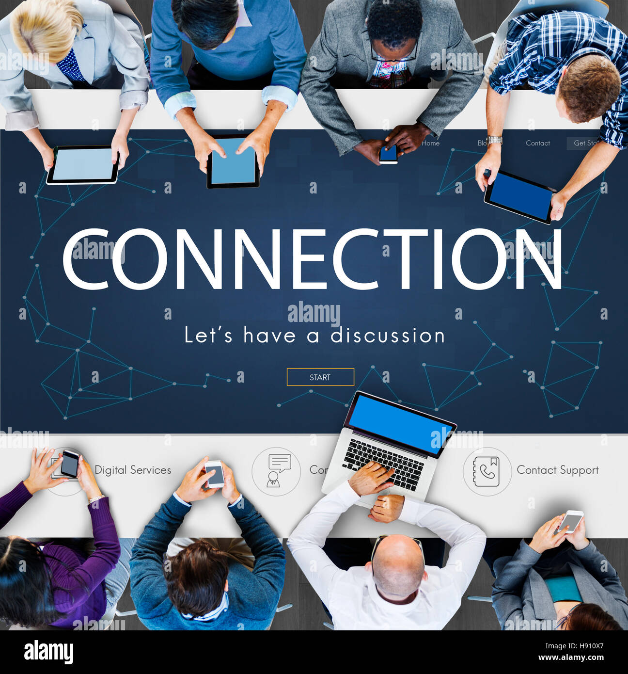 Connection Homepage Start Button Concept Stock Photo - Alamy