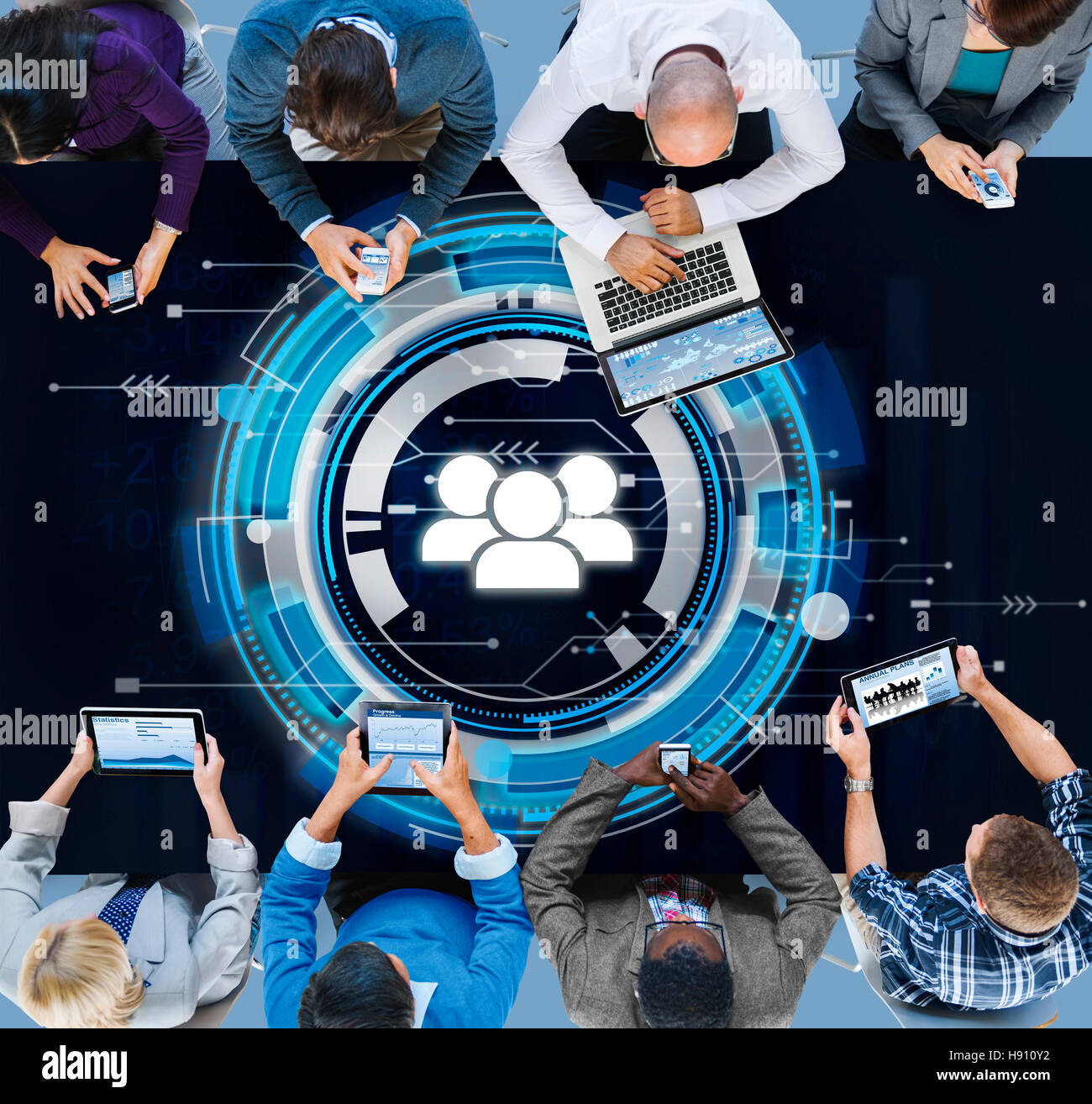 Technology Team People Hud Teamwork Concept Stock Photo - Alamy