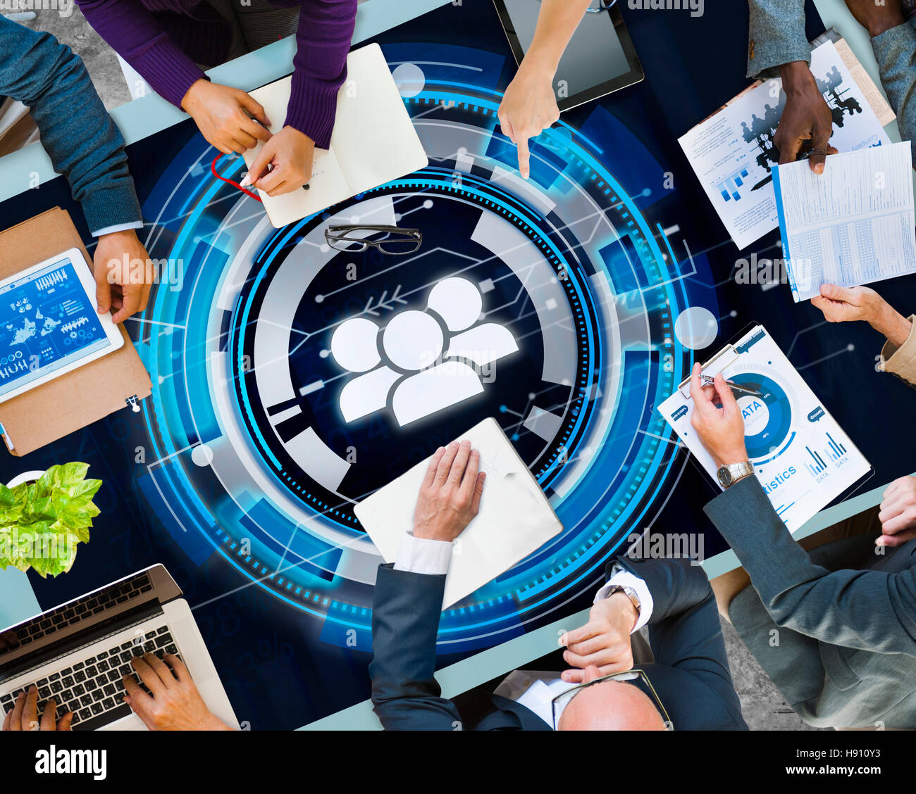 Technology Team People Hud Teamwork Concept Stock Photo - Alamy