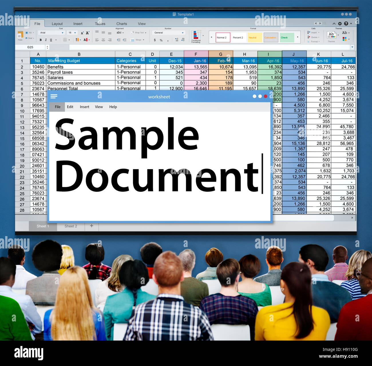 Spreadsheet Document Information Financial Startup Concept Stock Photo ...
