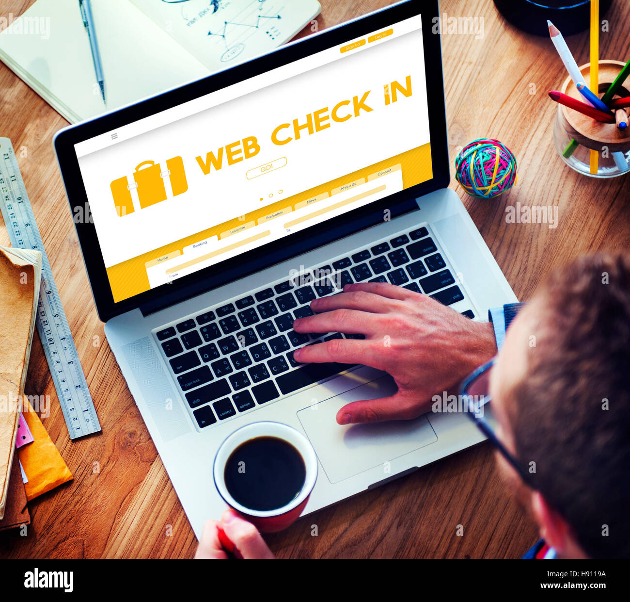 Web Check In Flight Traveling Concept Stock Photo - Alamy