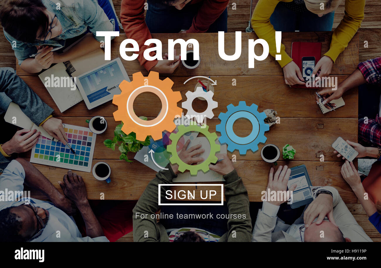 Team Up Teamwork Collaboration Togetherness Concept Stock Photo - Alamy