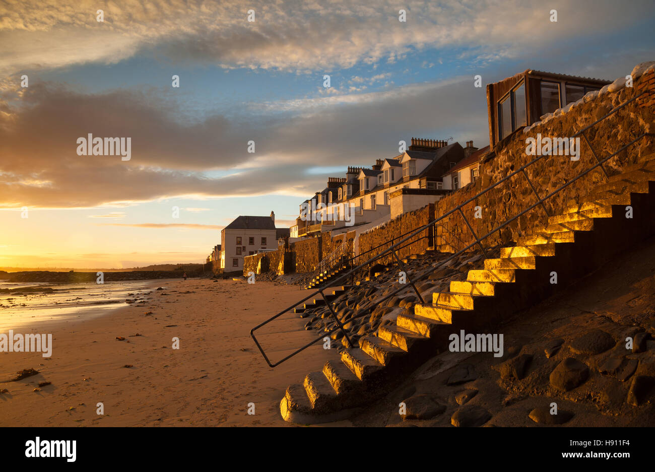 Sunset on Lower Largo beach, Fife Scotland Stock Photo - Alamy