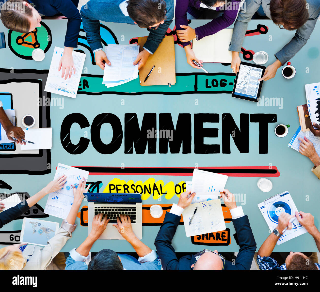 Comment Post Share Social Media Concept Stock Photo - Alamy