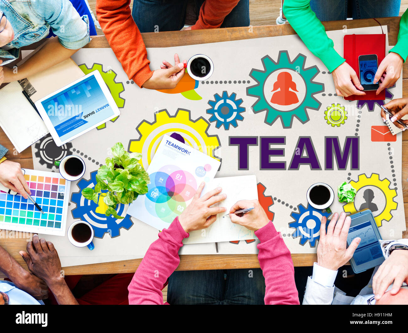 Team Functionality Industy Teamwork Connection Technology Concept Stock ...