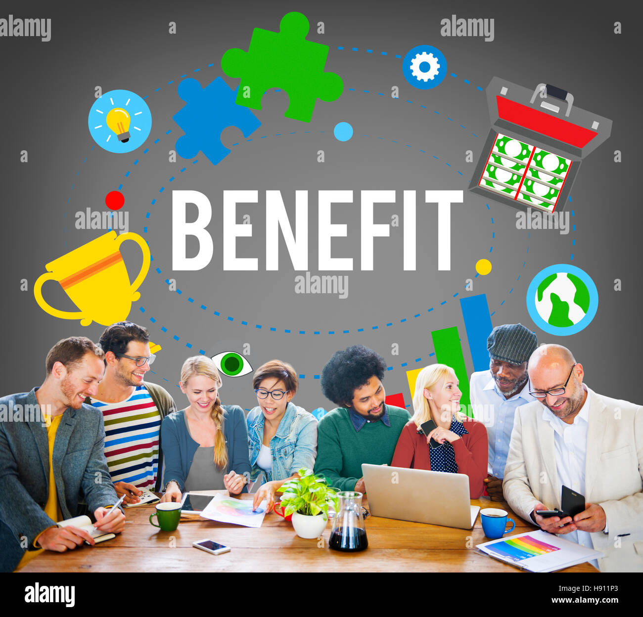 Benefit Advantage Compensation Reward Bonus Concept Stock Photo - Alamy