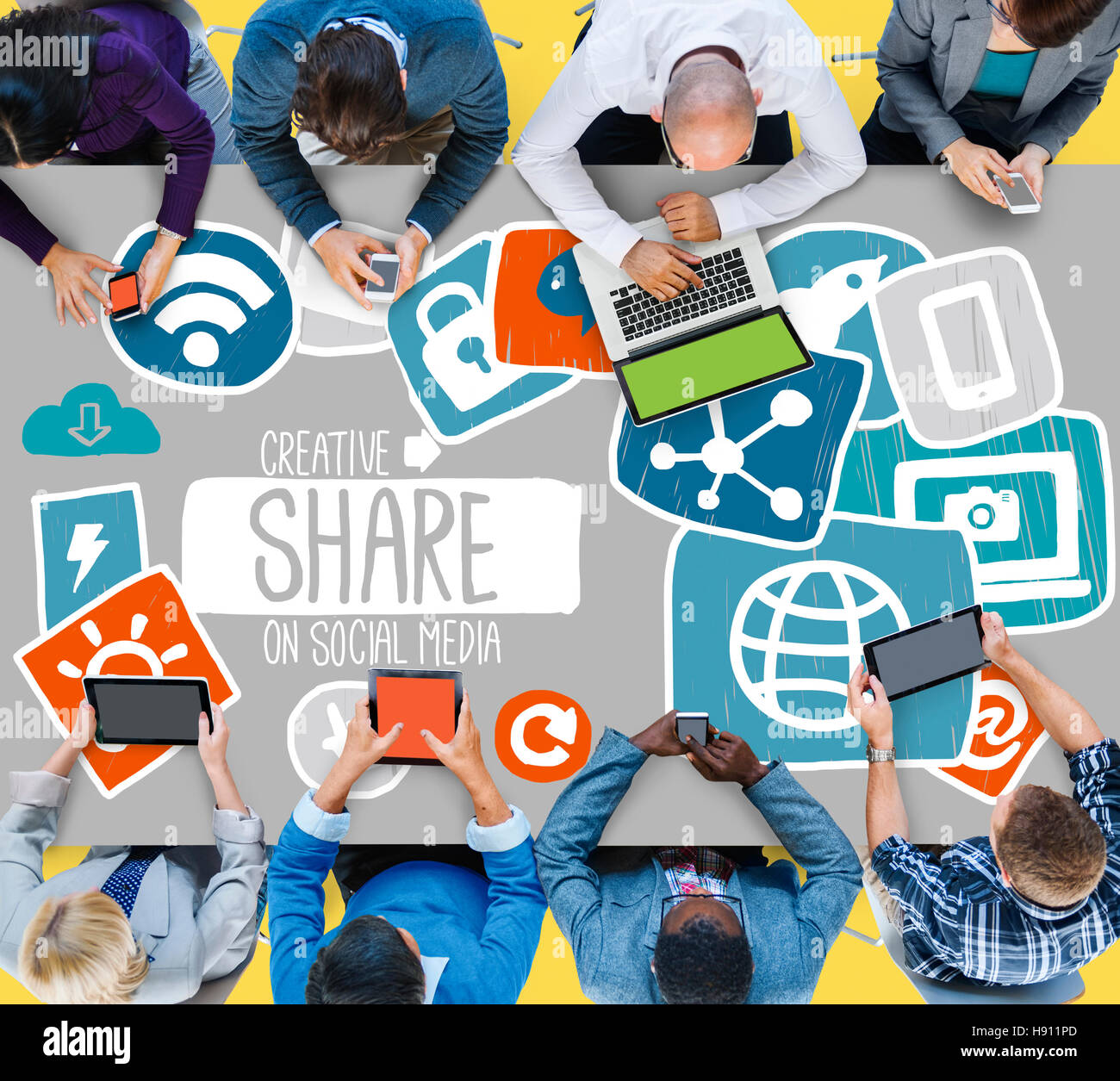 Creative Share Social Media Social Network Internet Online Concept ...