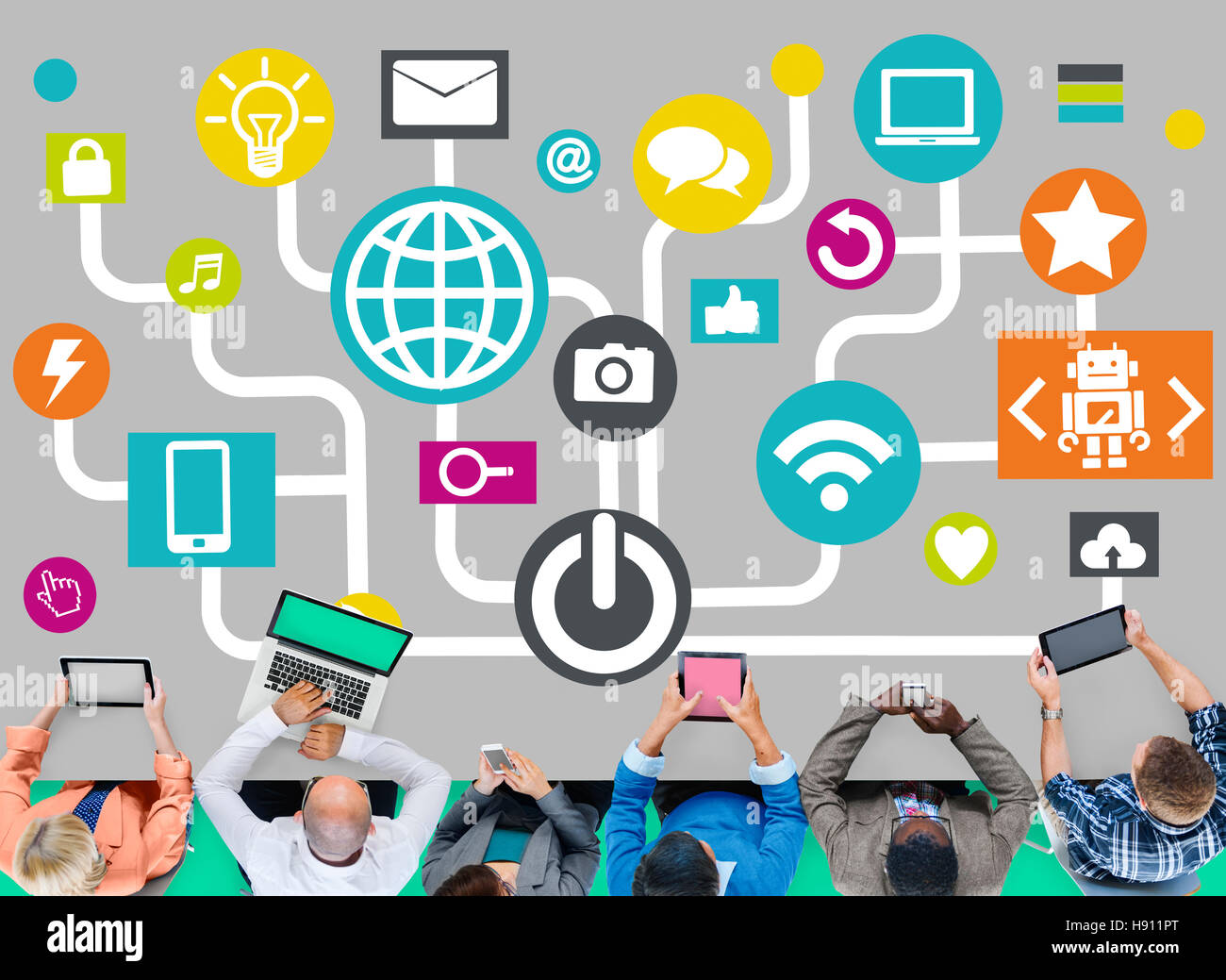 Connecting Internet Online Social Media Social Network Concept Stock ...