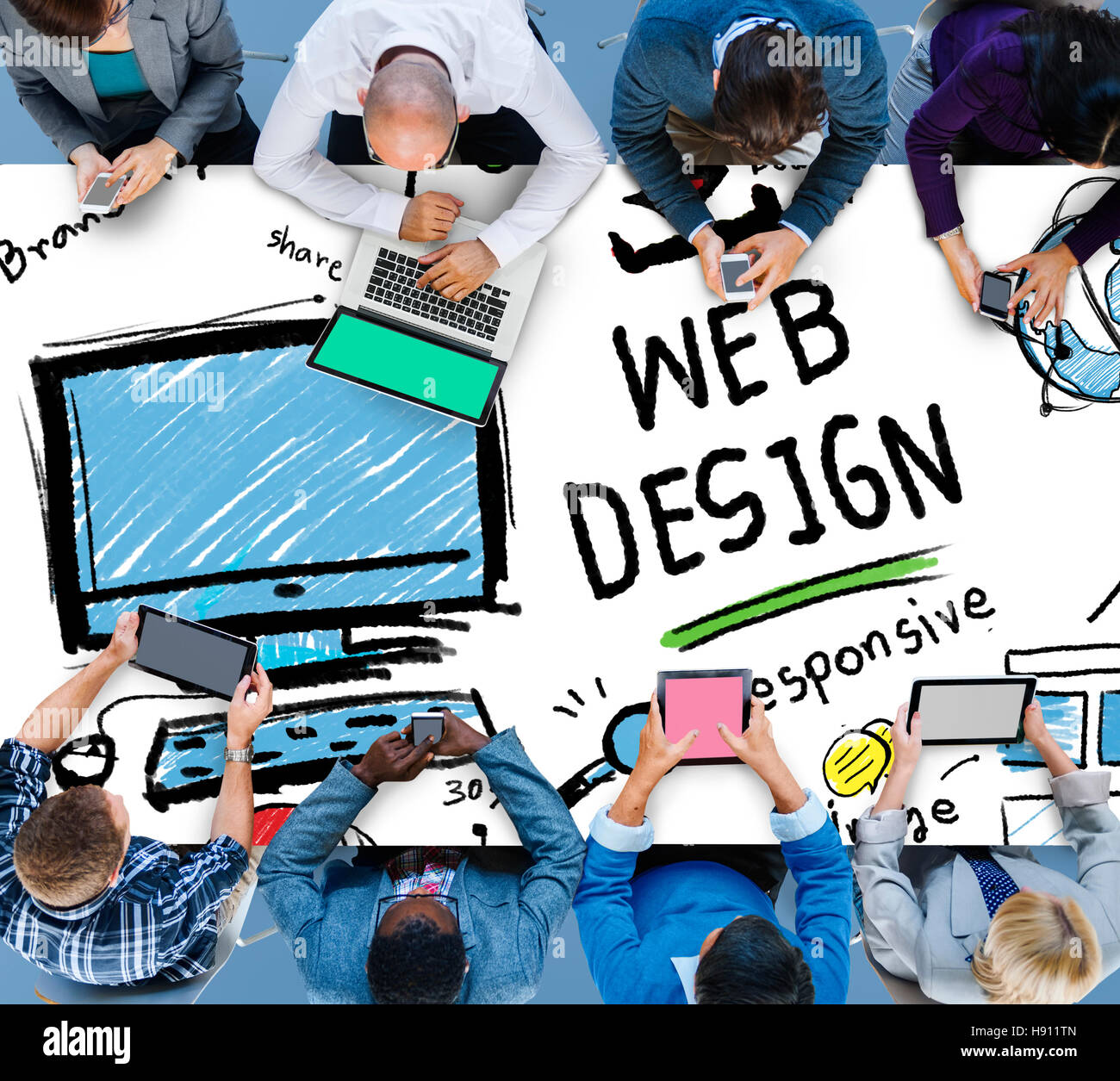 Web Design Web Development Responsive Branding Concept Stock Photo - Alamy