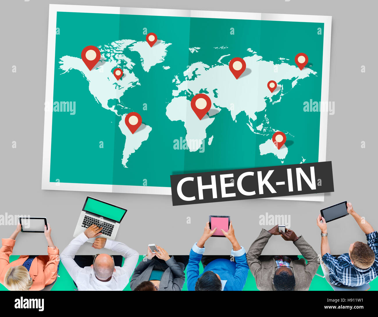 Check In Cartography Location Spot Travel World Global Concept Stock ...