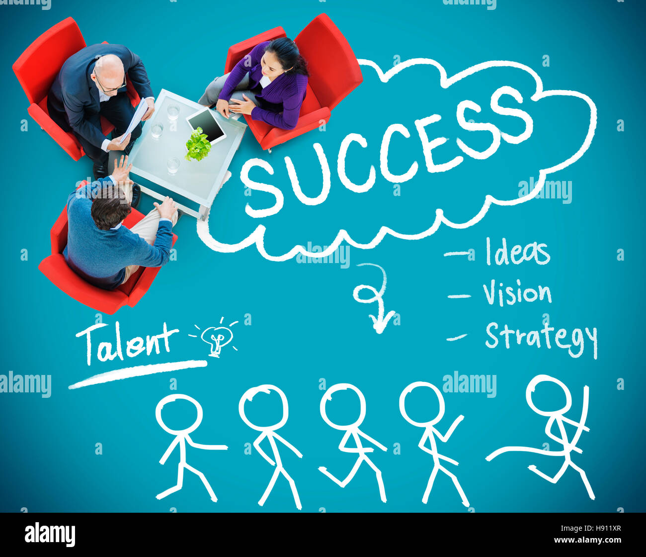 Success Thought Bubble Stick People Concept Stock Photo - Alamy
