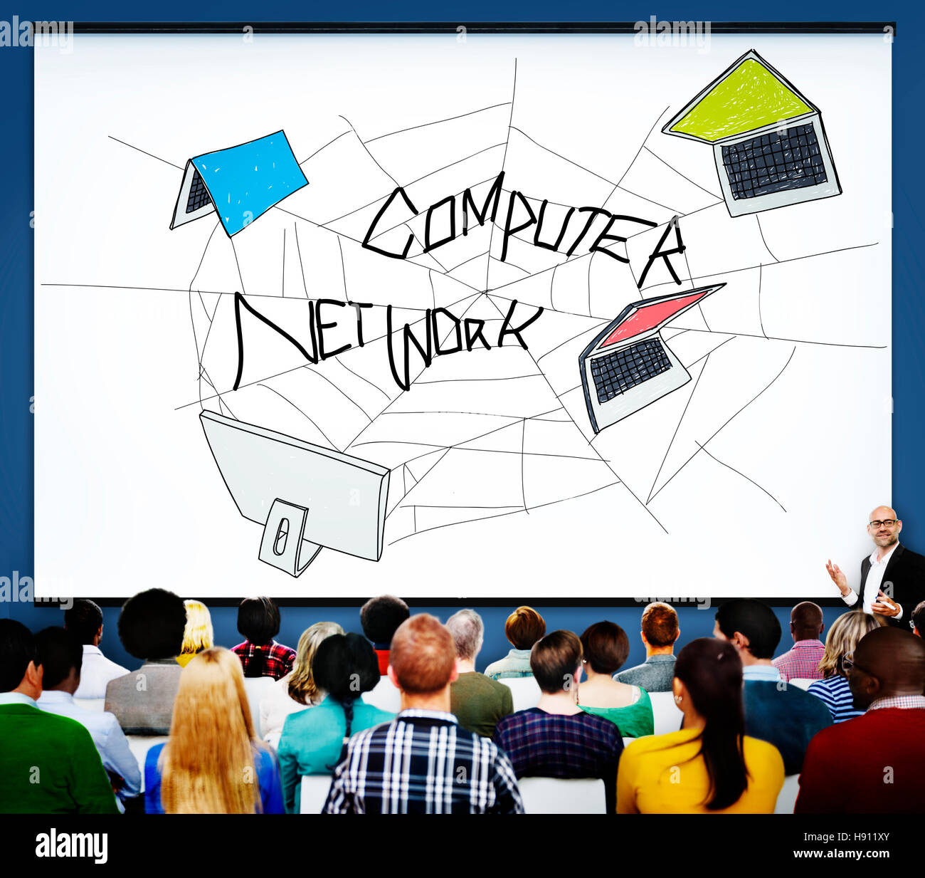 Computer Network Web Sketch Connection Concept Stock Photo - Alamy