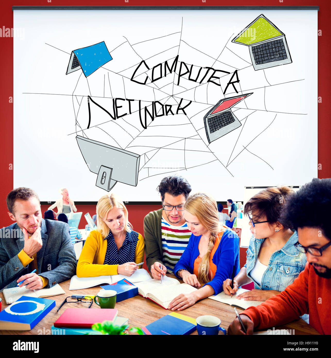 Computer Network Web Sketch Connection Concept Stock Photo - Alamy