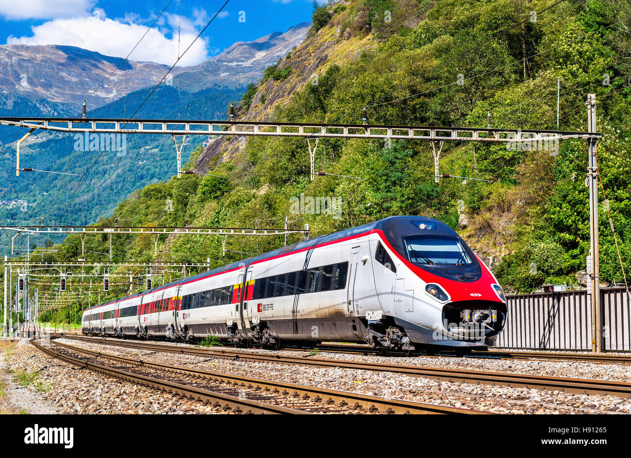 Alstom tilting high-speed train on the Gotthard railway Stock Photo - Alamy