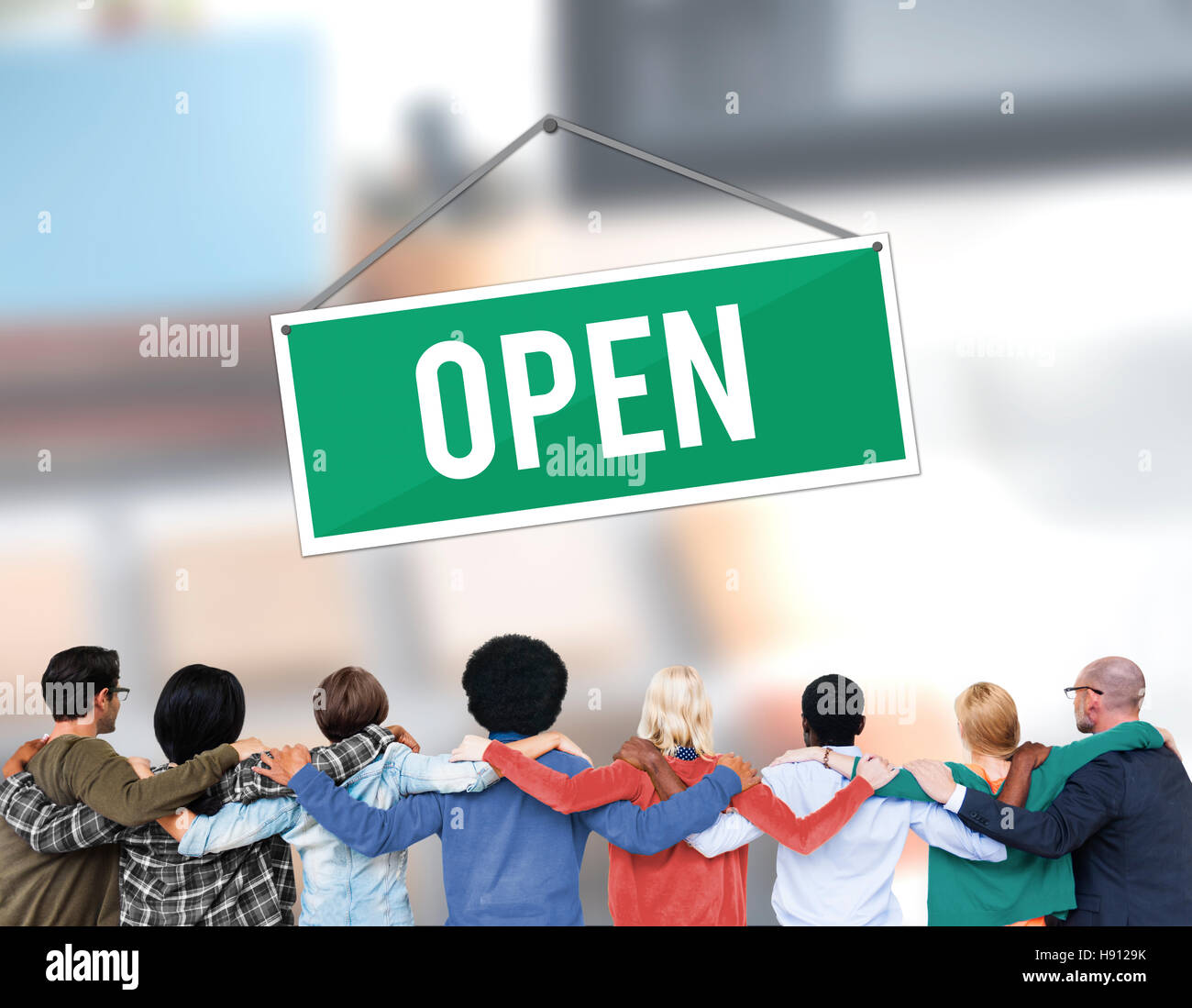 Open Sign Banner Welcome Notice Concept Stock Photo - Alamy