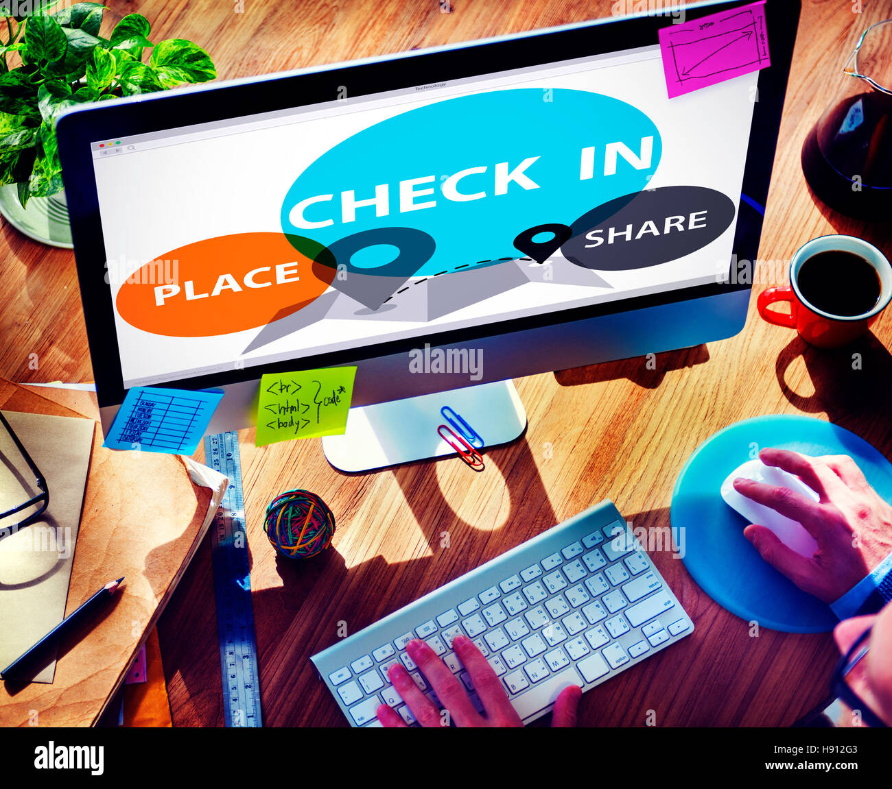 Check in Direction Navigation Share Application Concept Stock Photo - Alamy