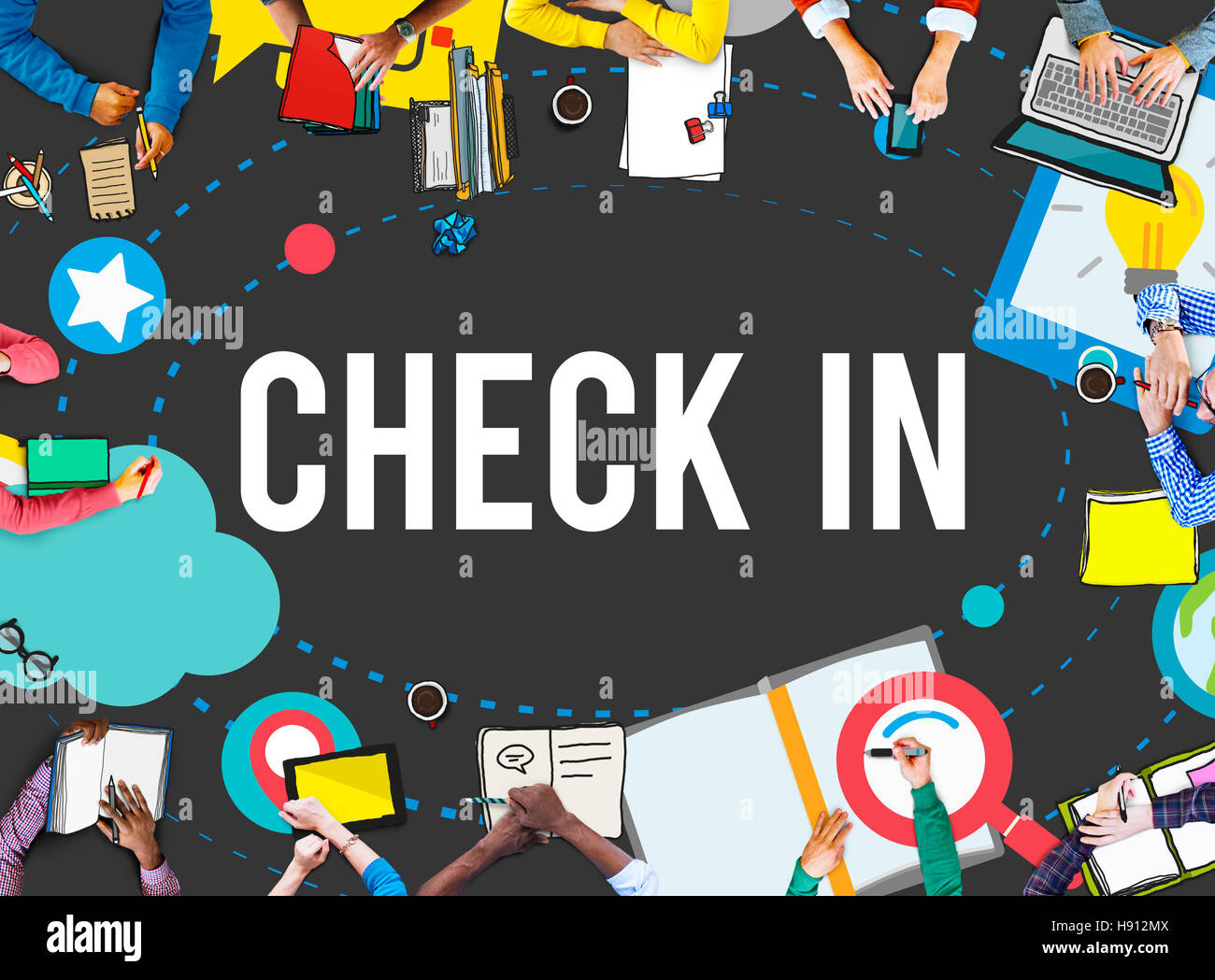 Check in Location Navigation Position Place Concept Stock Photo - Alamy