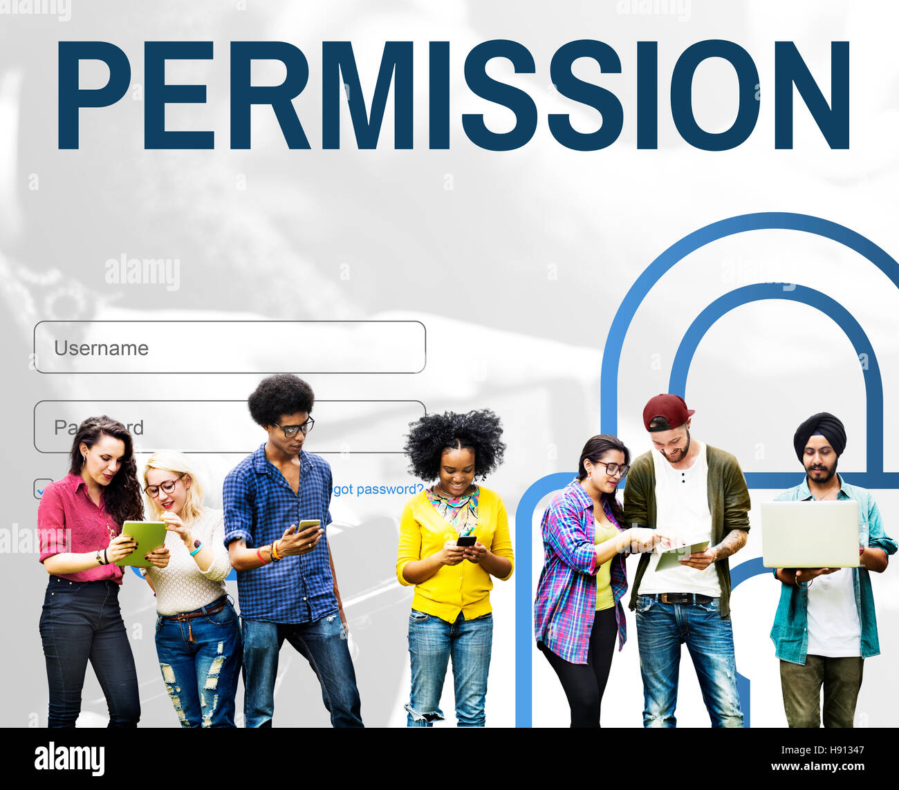 Permission Log In User Password Register Concept Stock Photo - Alamy