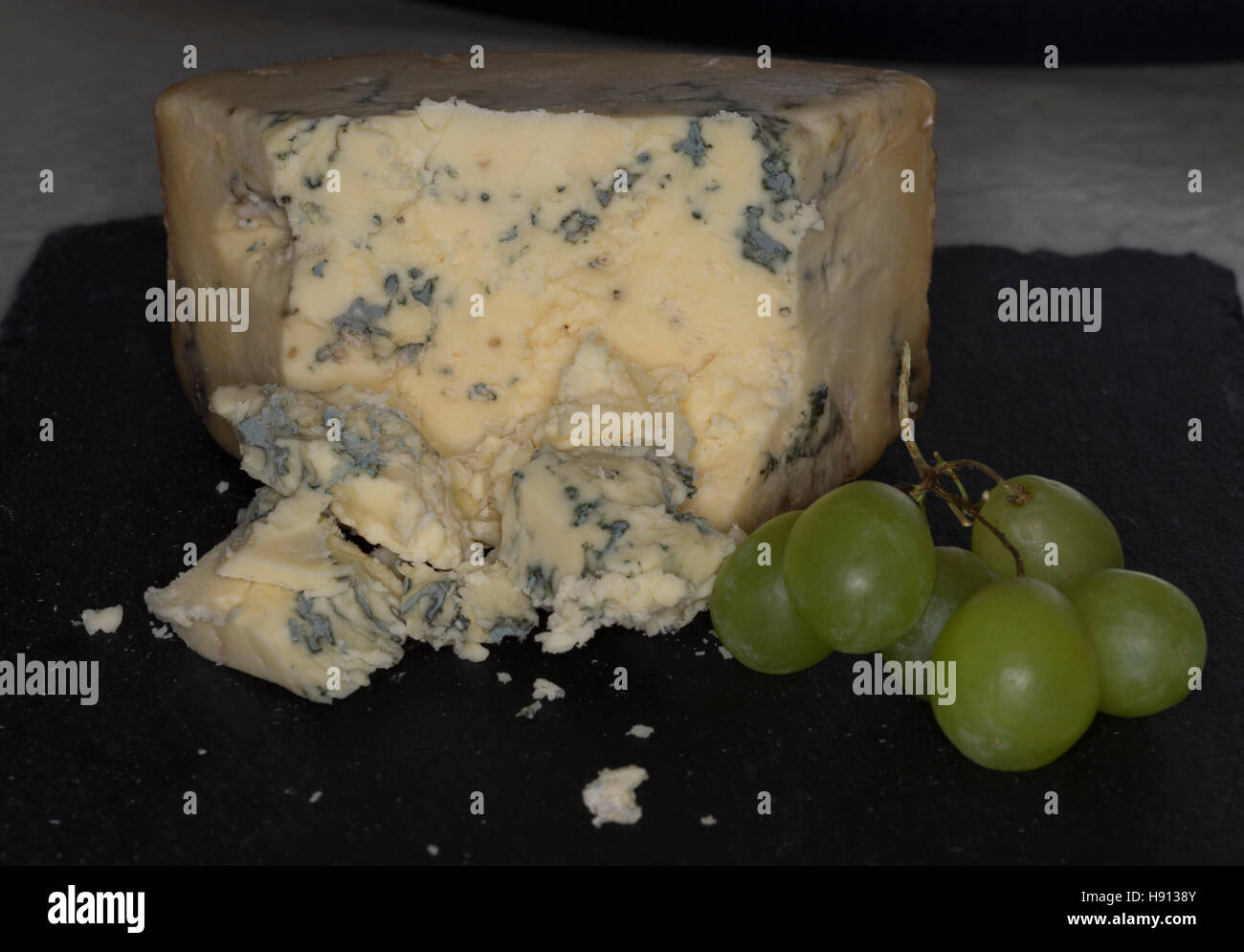 Stilton blue cheese with grapes Stock Photo - Alamy