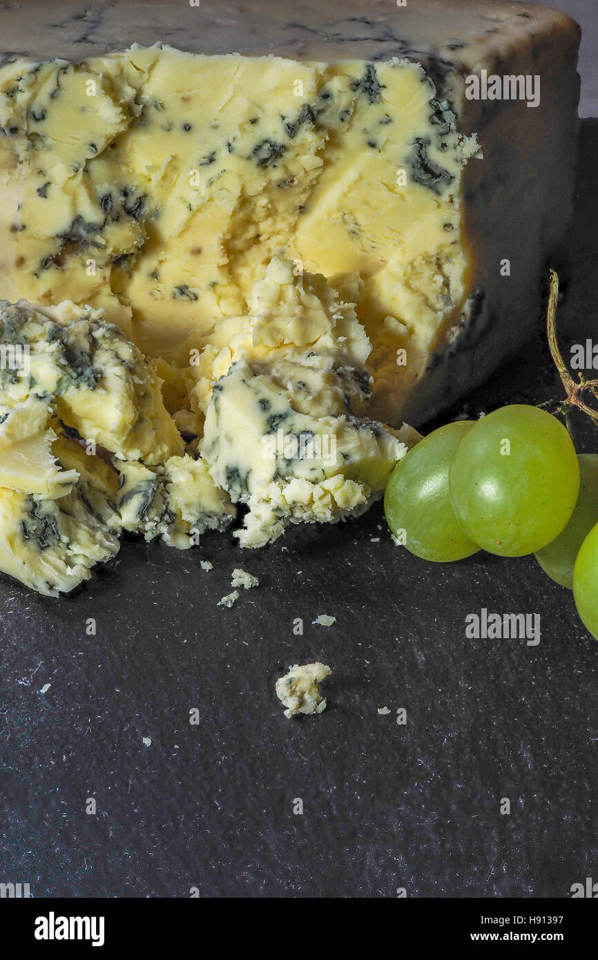 Stilton blue cheese with grapes Stock Photo - Alamy