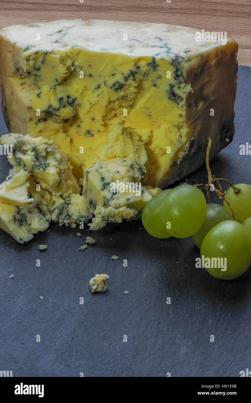 Stilton blue cheese with grapes Stock Photo - Alamy