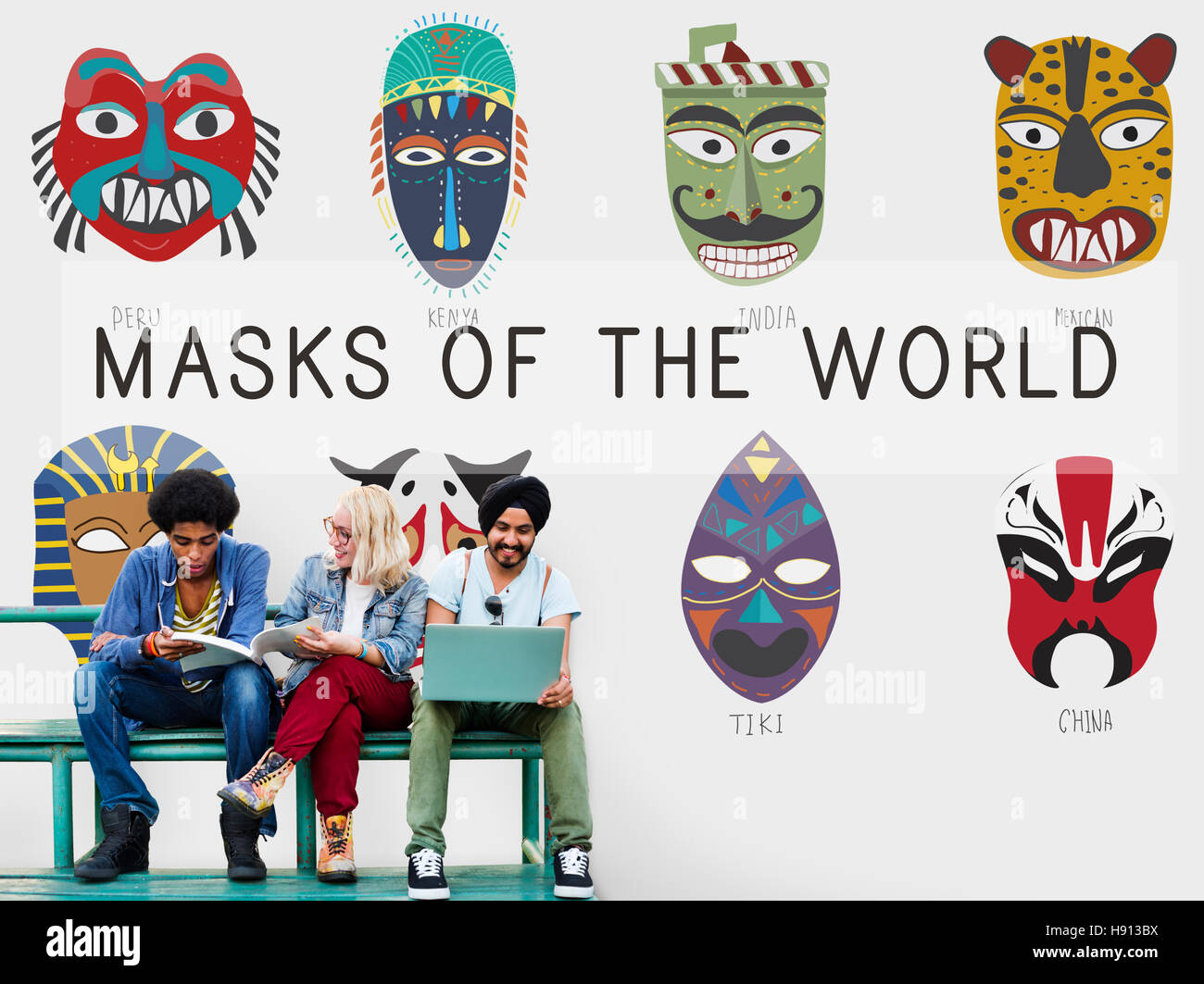 Cultural Traditional Masks Global Concept Stock Photo - Alamy