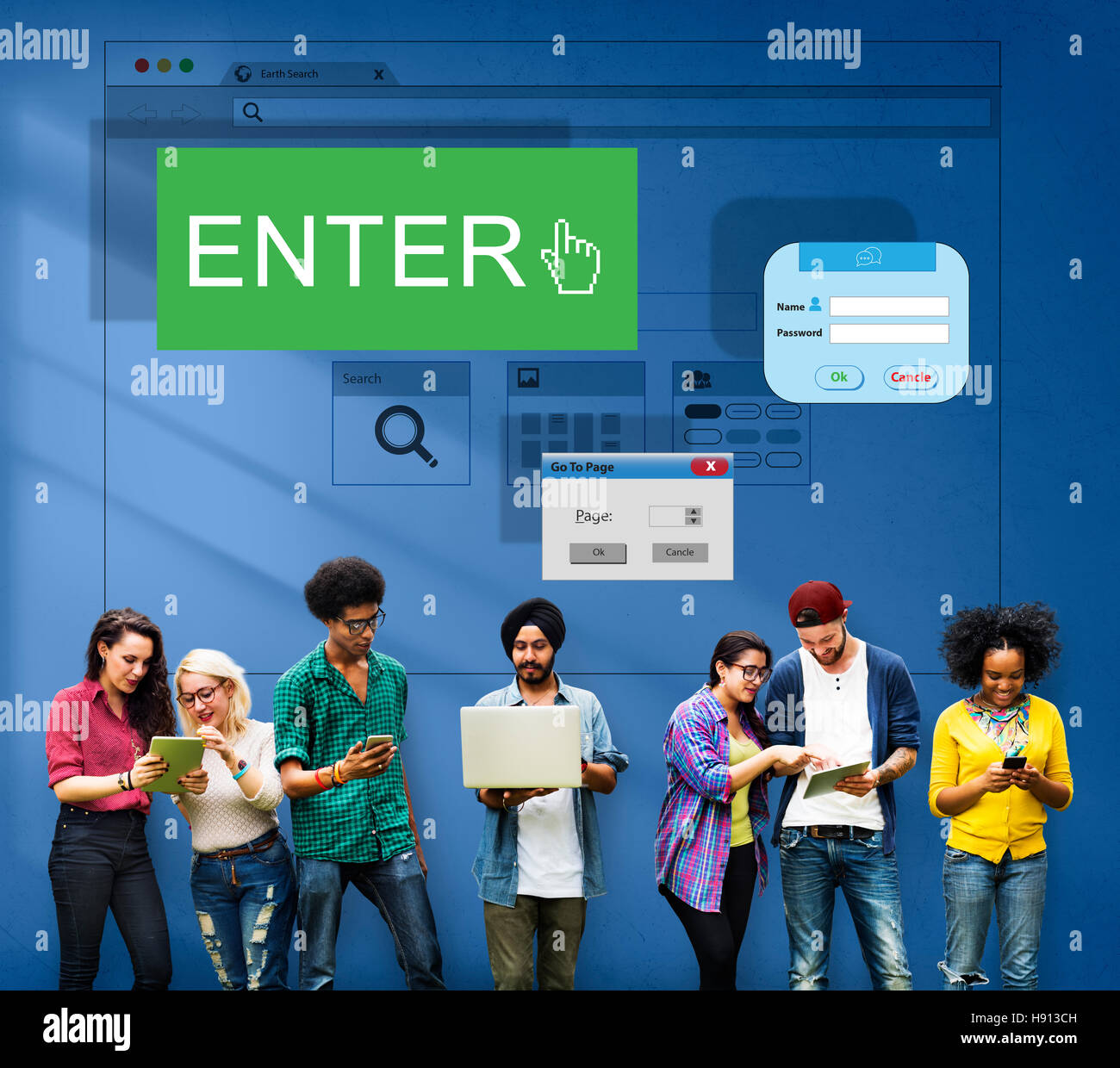 Enter Button Display Identification Operating Concept Stock Photo - Alamy