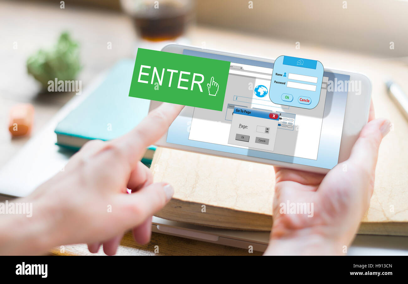 Enter Button Display Identification Operating Concept Stock Photo - Alamy