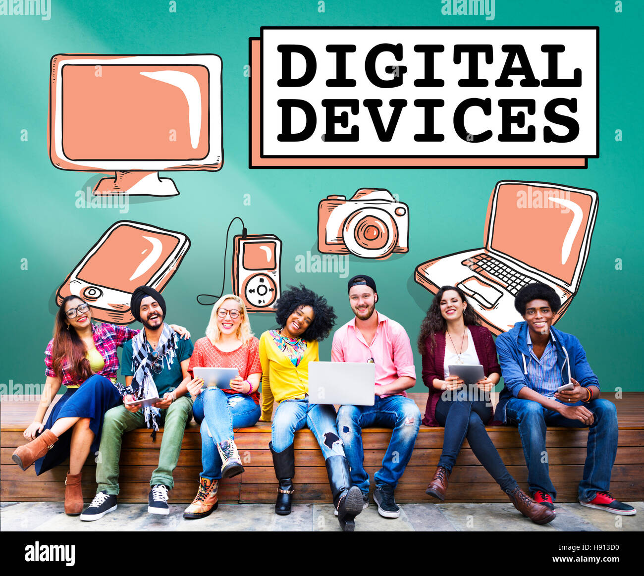 Digital Devices Electronics Connection Communication Concept Stock ...