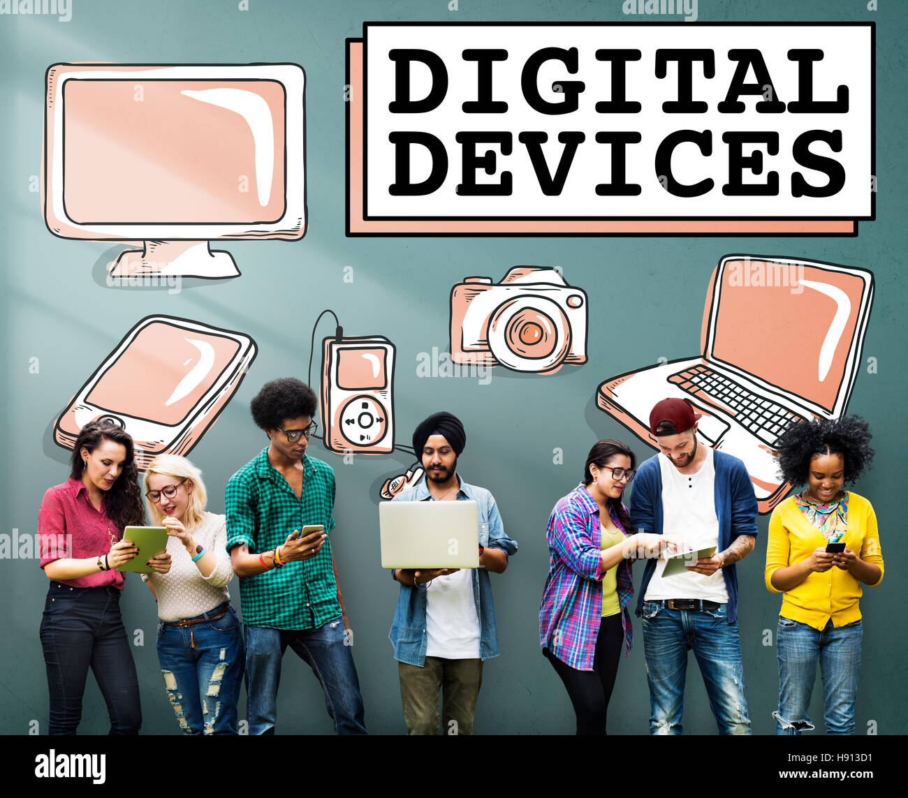 Digital Devices Electronics Connection Communication Concept Stock ...