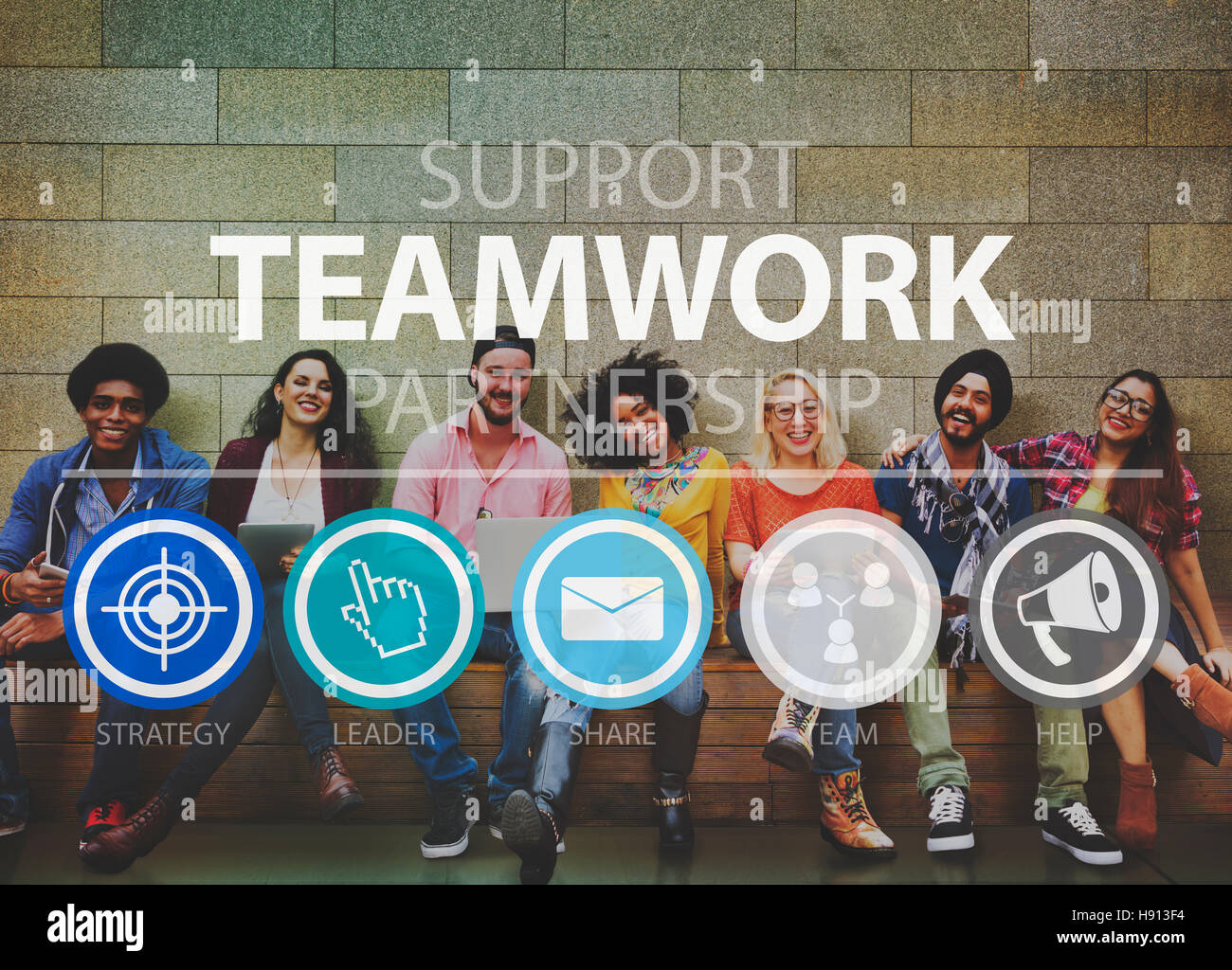 Teamwork Support Partnership Collaboration Unity Concept Stock Photo ...