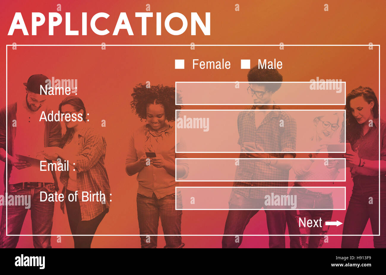 Application Form Interface Webpage Register Concept Stock Photo - Alamy