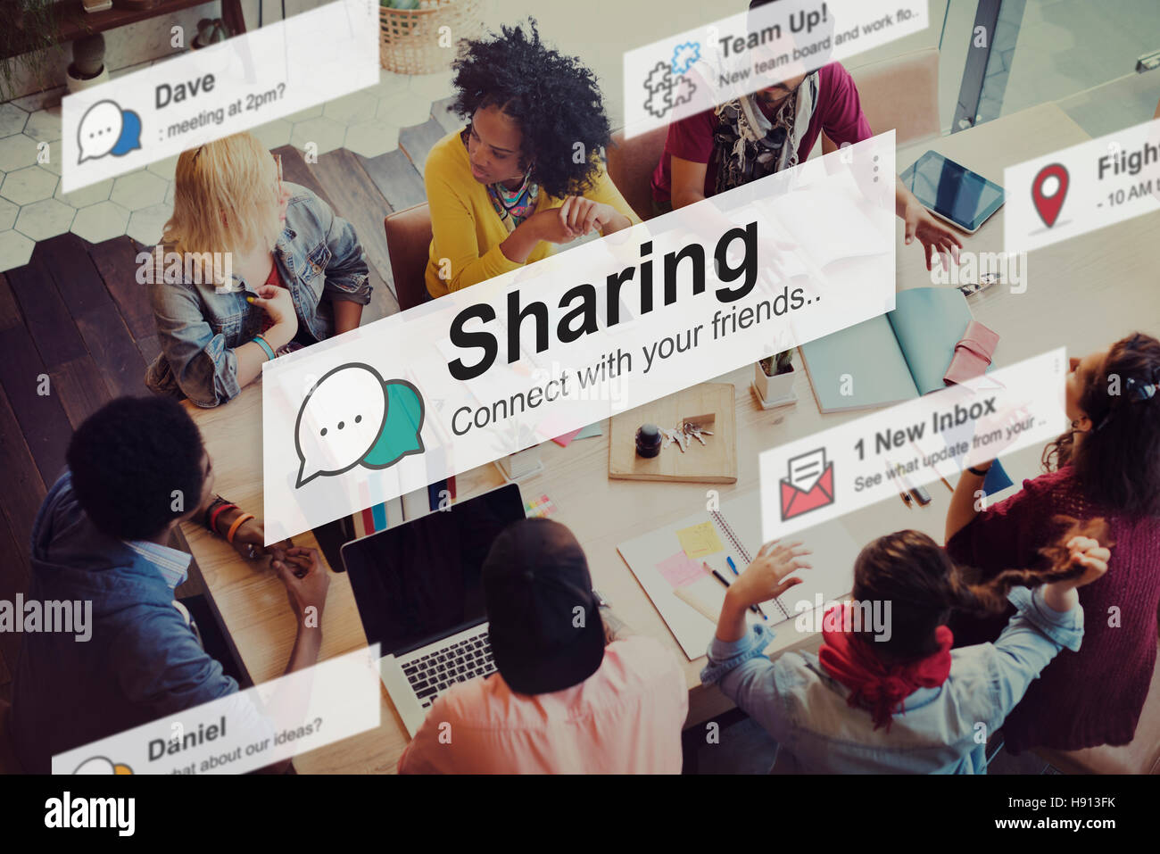 Sharing Share Social Networking Connection Communication Concept Stock ...