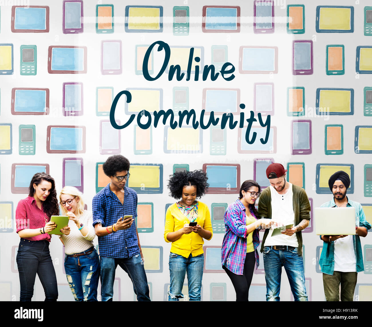 Online Commuity Connection Media Networking Concept Stock Photo - Alamy