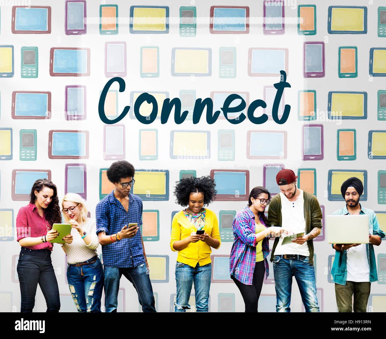 Connect Interact Communication Social Media Concept Stock Photo - Alamy