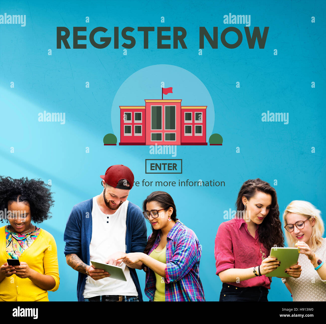 Register Now E-learning Education Website Concept Stock Photo - Alamy