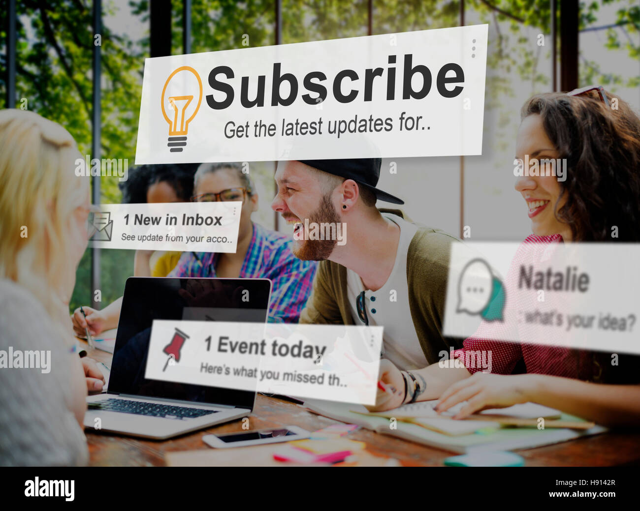 Subscribe Follow Subscription Membership Social Media Concept Stock Photo - Alamy