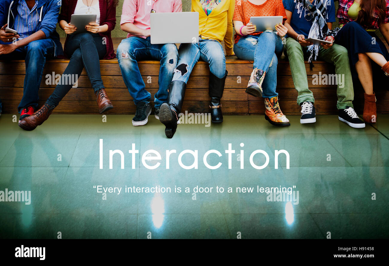 Interaction Communicating Colleagues Connection Concept Stock Photo - Alamy