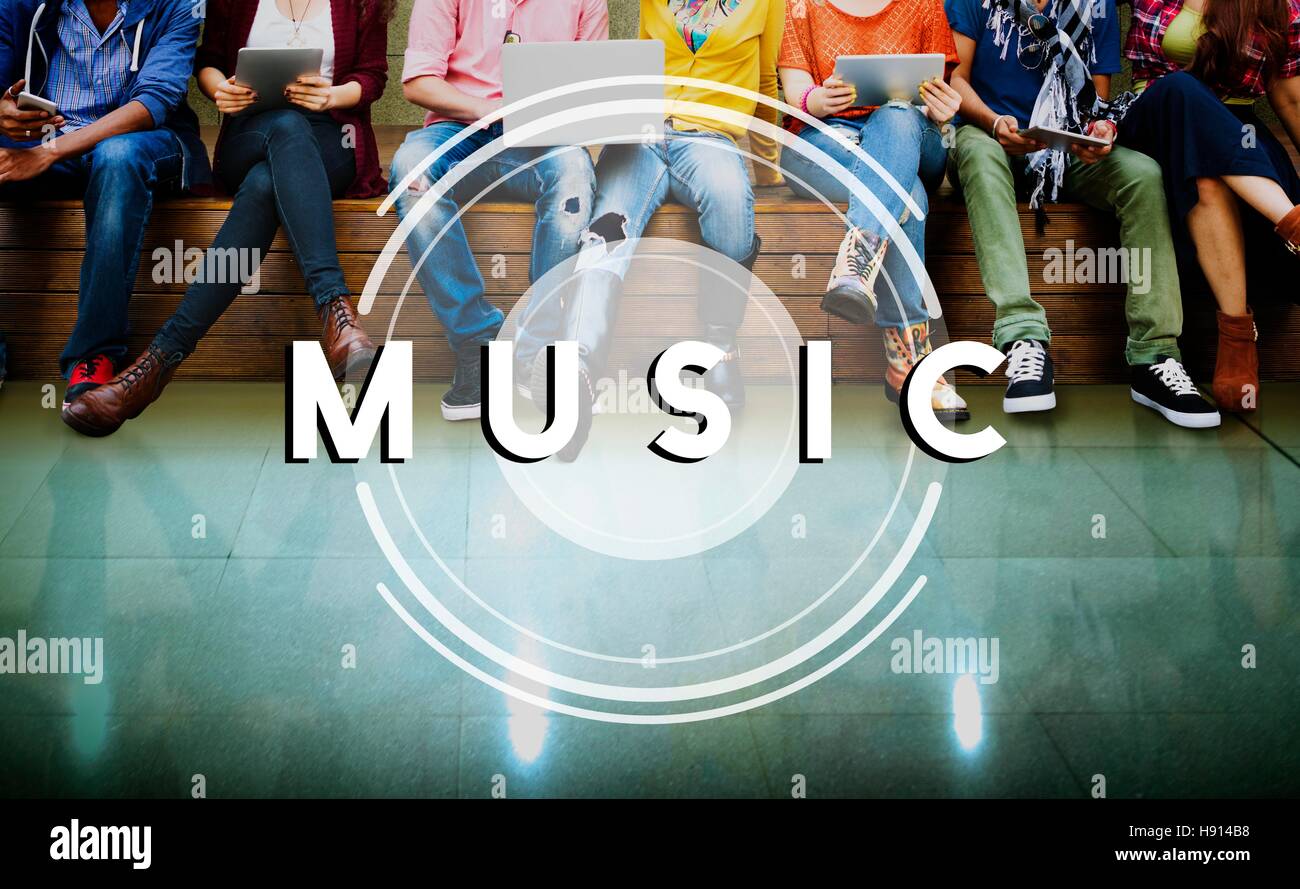Music Multimedia Radio Party Lifestyle Concept Stock Photo - Alamy