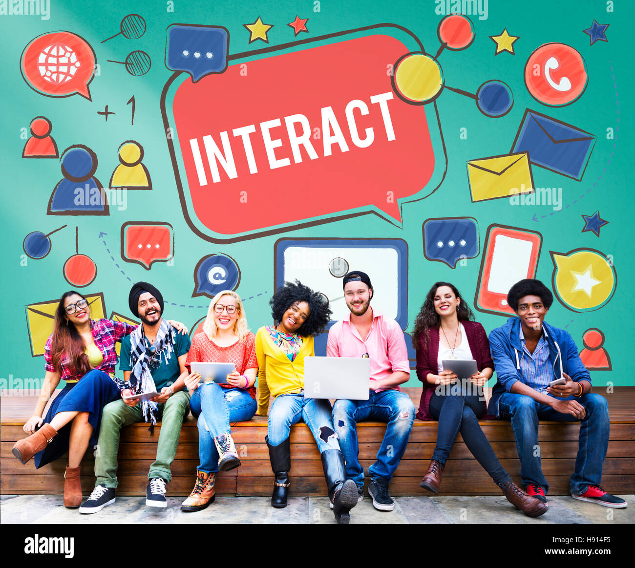 Interact Communicate Connect Social Media Social Networking Concept ... Interact Communicate Connect Social Media Social Networking Concept ...