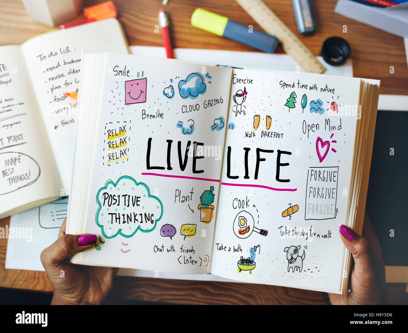 Positive Thinking Simple Life Graphic Concept Stock Photo - Alamy